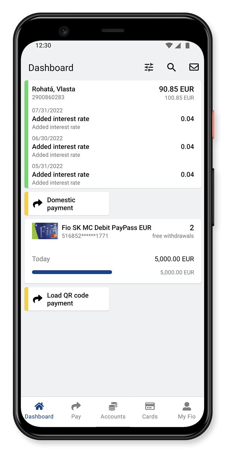 Smartbanking functions | Fio bank